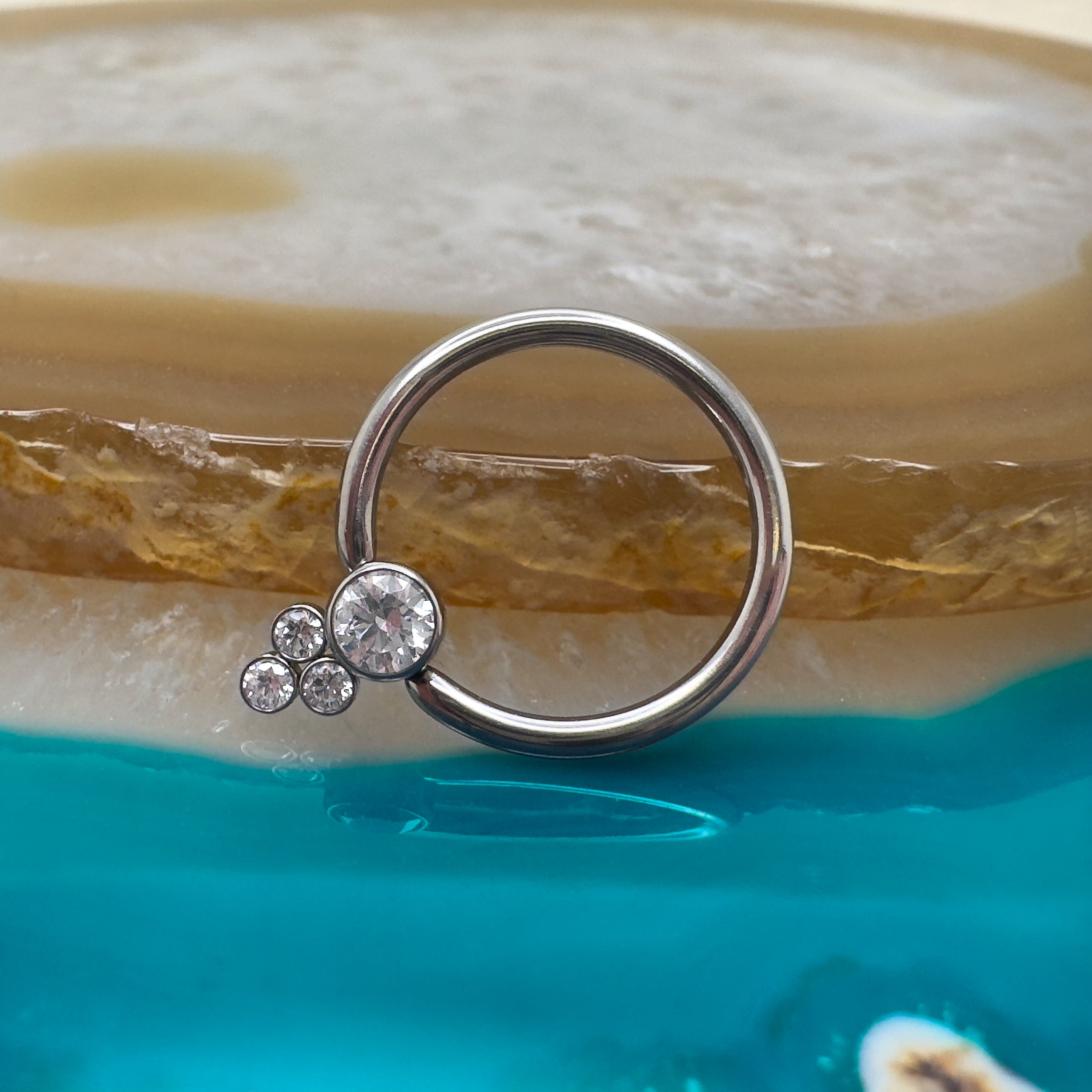Gem Trio Captive Ring – Atomic Body Jewelry